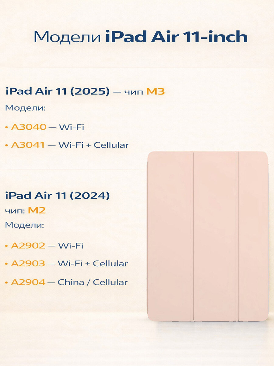 Чехол на Apple iPad Air 11 (2025) / iPad Air 11 (2024), Smart Folio (магнитное крепление), мякоть грейпфрута