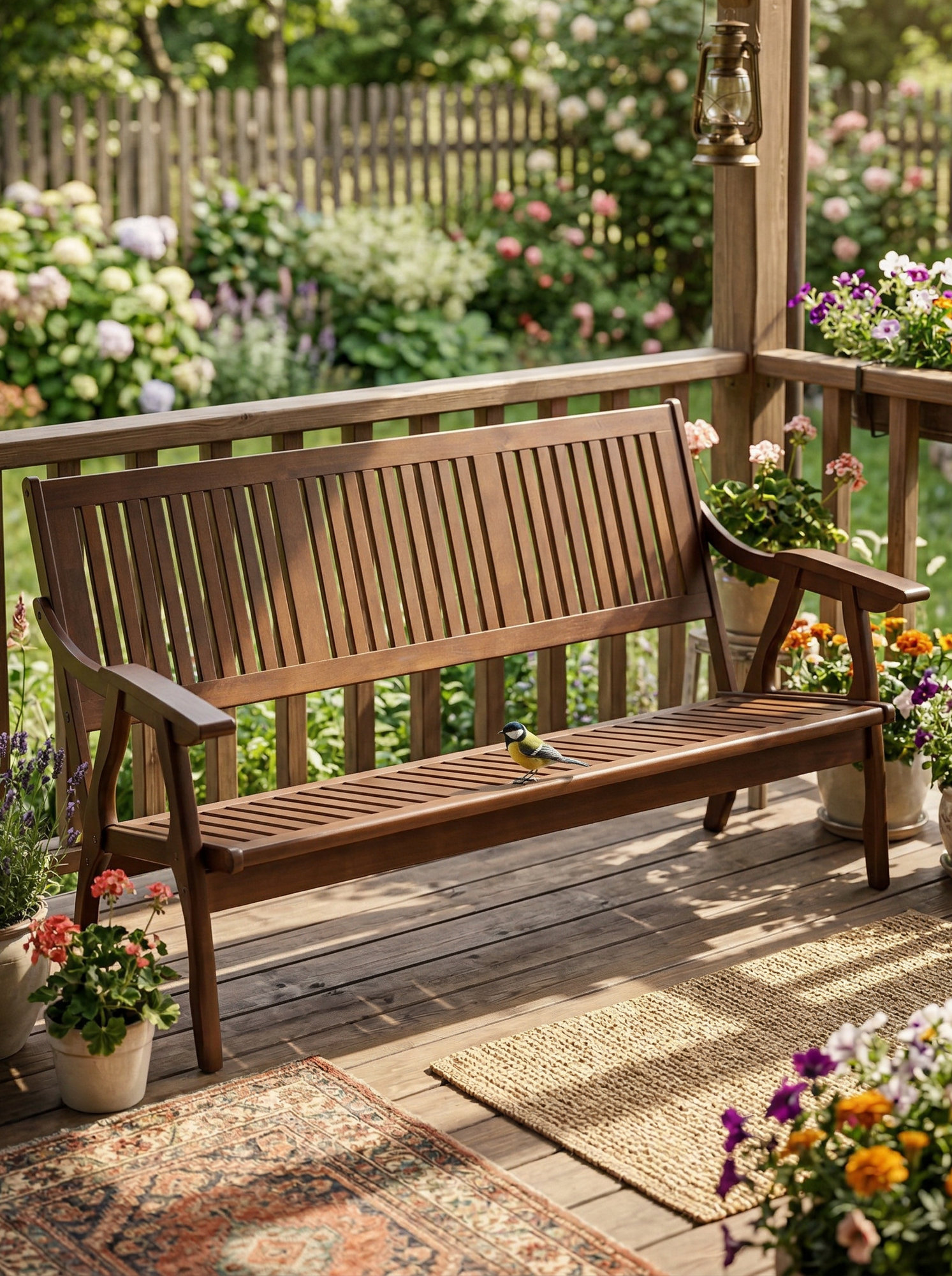 Диван-скамья IFERS Массив решетка, каркас из массива дерева, цвет орех