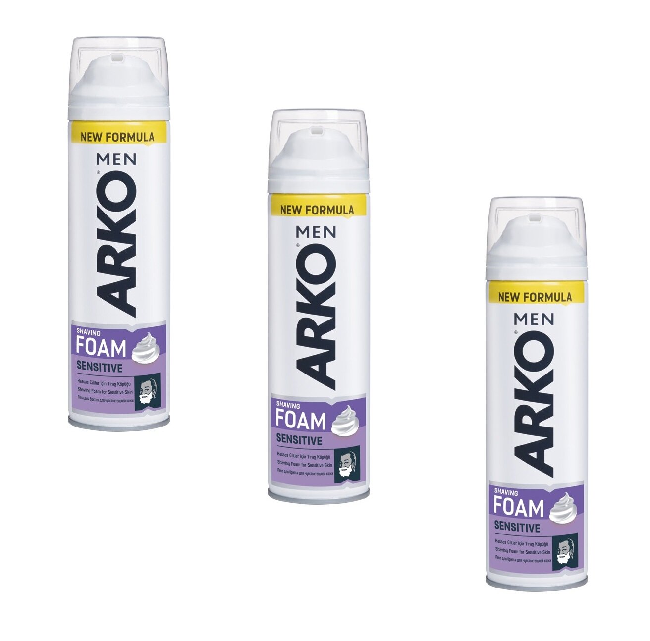 Пена Arko для бритья, Sensitive 200мл, 3шт