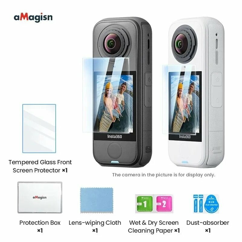 Защитная пленка aMagisn для Insta360 X4 Air, твердость 9H+, ударопрочная, прозрачное закаленное стекло HD