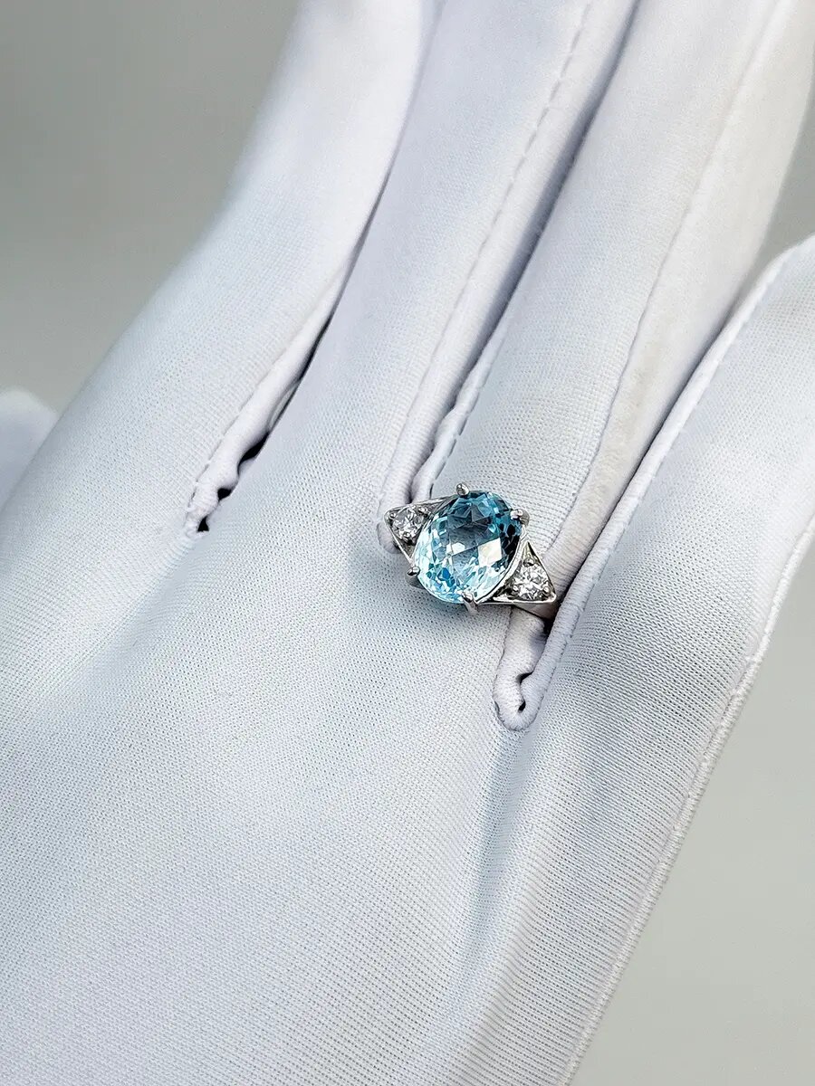 Кольцо, серебро, 925 проба, родирование, топаз, фианит