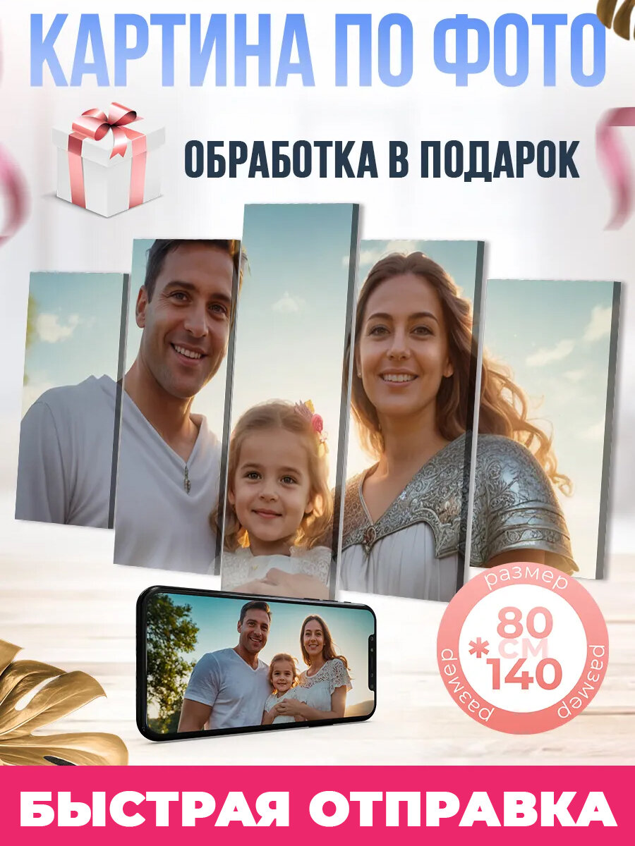 "Картина на заказ / Картина на стену / Картина по фото на холсте / Картина для интерьера / Портрет на холсте / Фото картина", 50 х 40 см