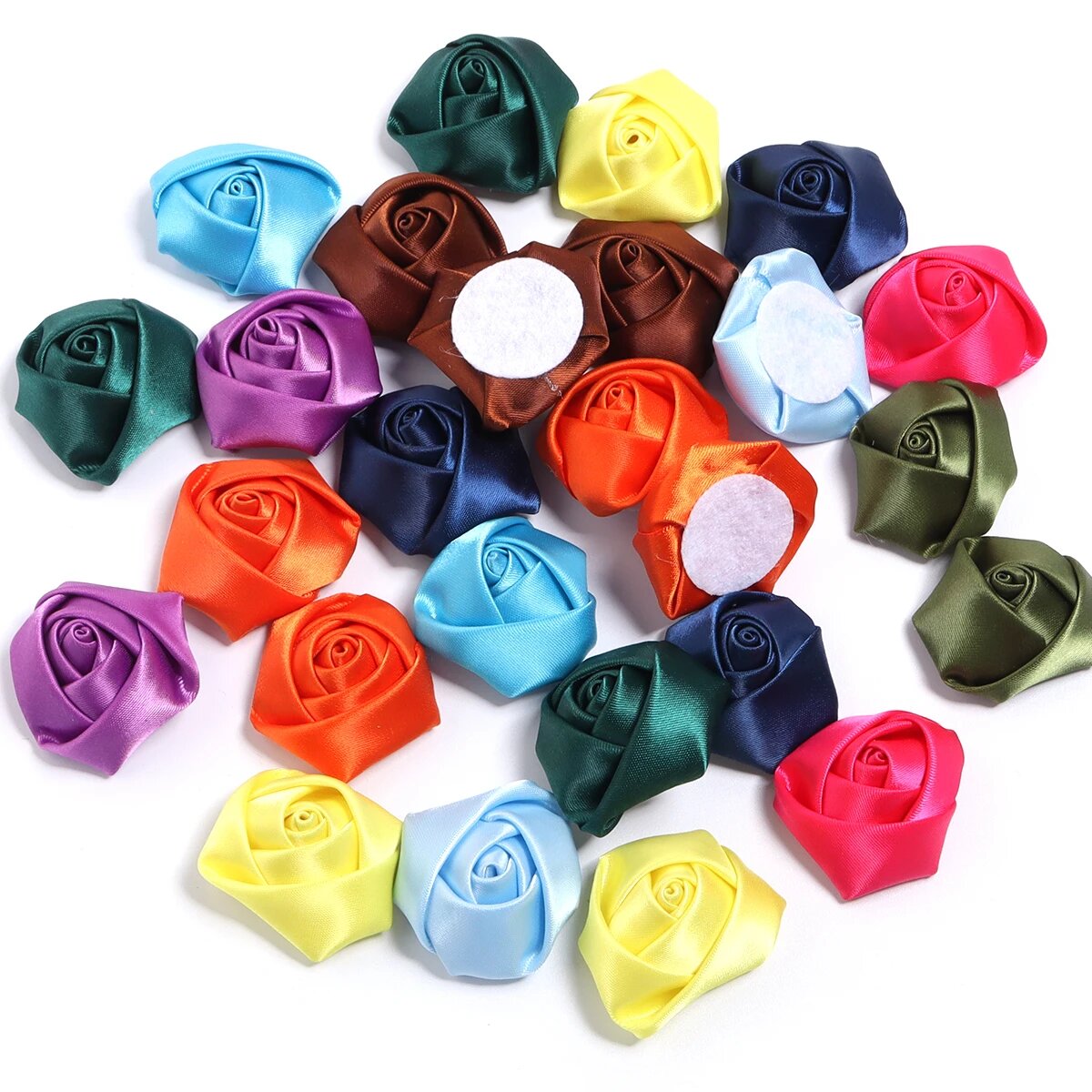Розы из шелковой ленты, Mix Color, 2-4 см