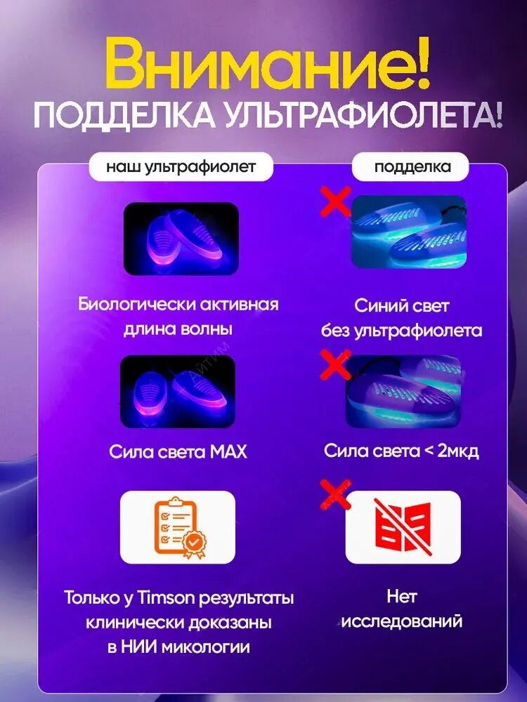 Сушилка для обуви Timson с ультрафиолетом белого цвета для бережной сушки и сохранения формы обуви