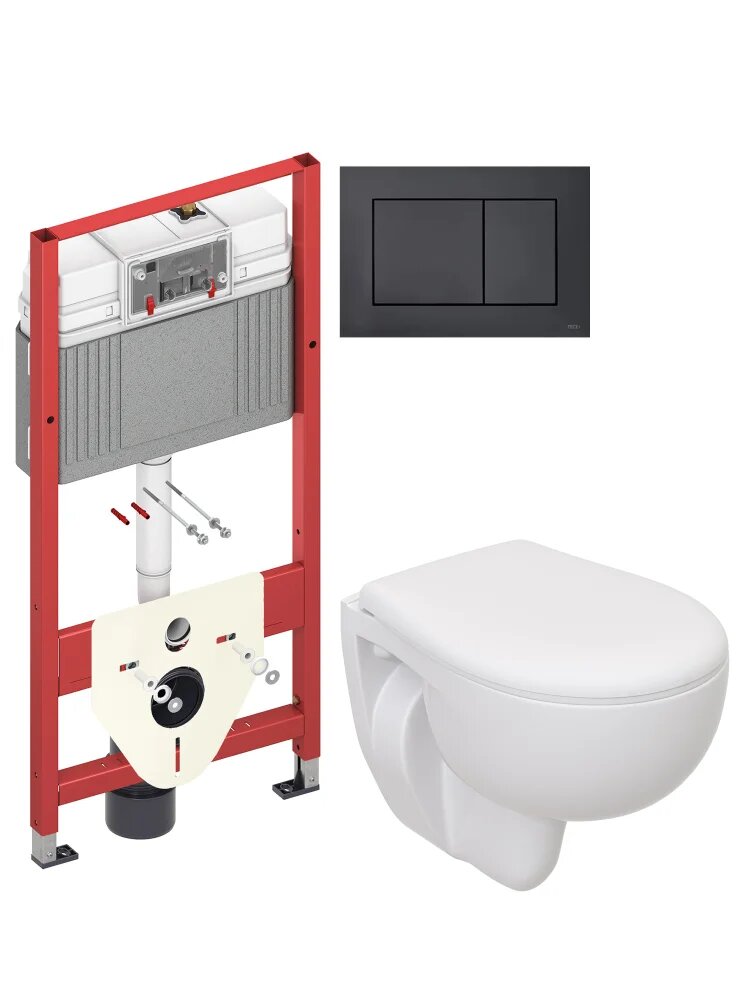 Комплект 3 в 1 Унитаз подвесной Seramiksan Natura A051041H / Сиденье AG50002 / Инсталляция с кнопкой TECE Now 9400414