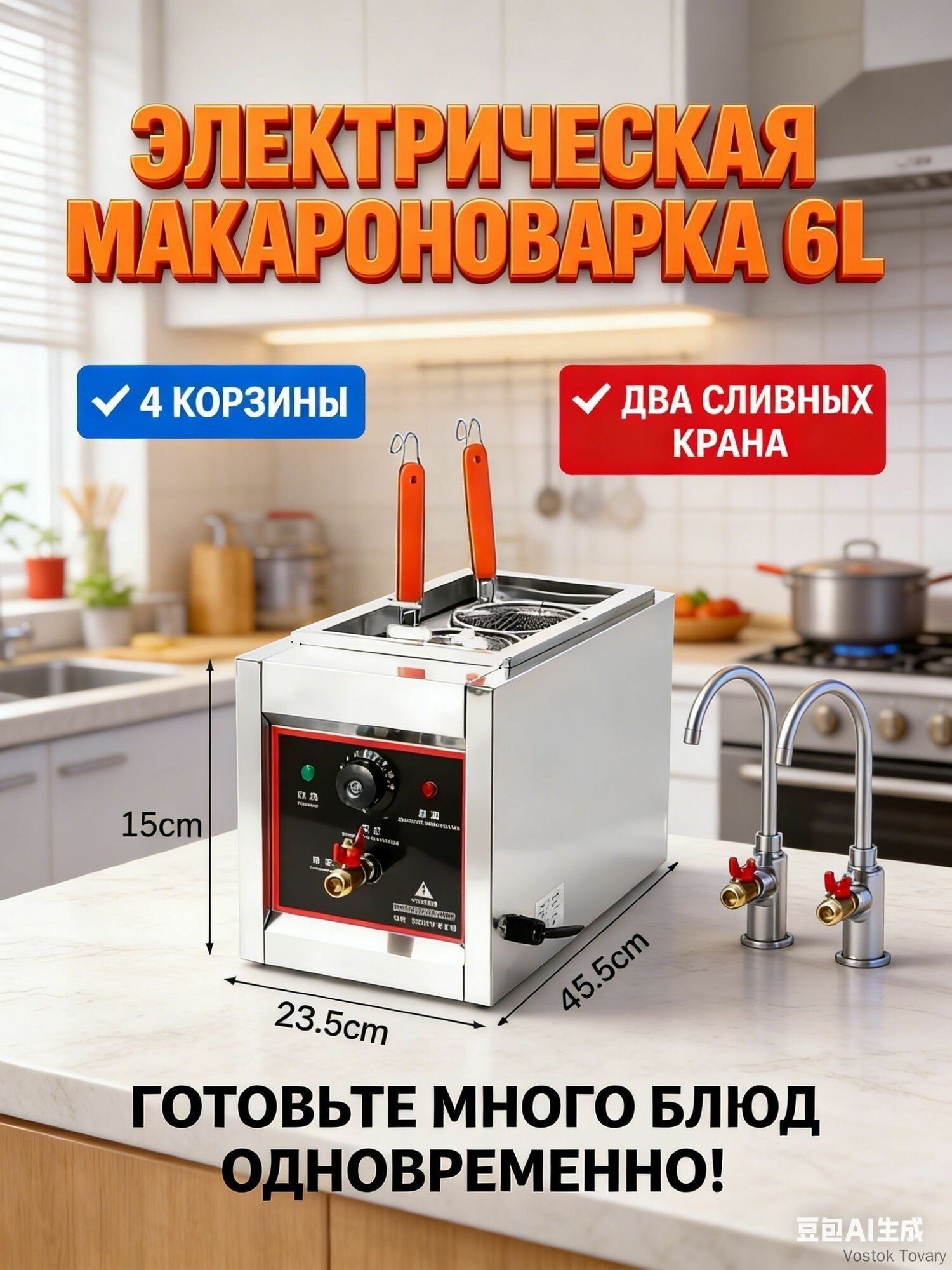 Электрическая макароноварка 6л нержавеющая сталь