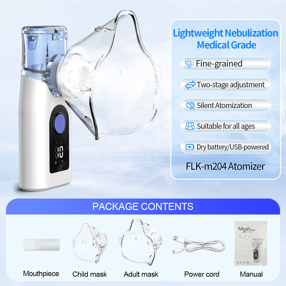 Новый перезаряжаемый ультразвуковой портативный микросетевой небулайзер для домашнего использования, для взрослых и детей.
