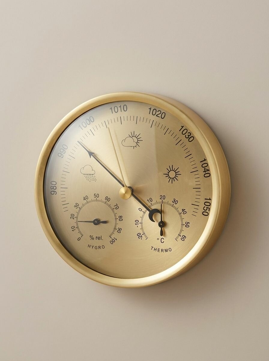 Барометр механический, метеостанция, настенный, золотой Mellingward