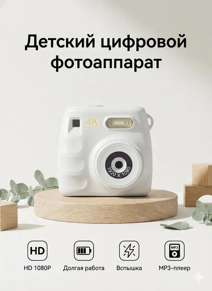 ZHONE Детский цифровой фотоаппарат с селфи-камерой: развивающая мини-видеокамера с играми, MP3-плеером и вспышкой для фото и видеосъемки