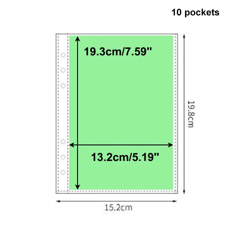 Рукава для фотокарточек A5, 10 листов, 1/2/4 кармана, полипропилен A5 1P 10 pockets