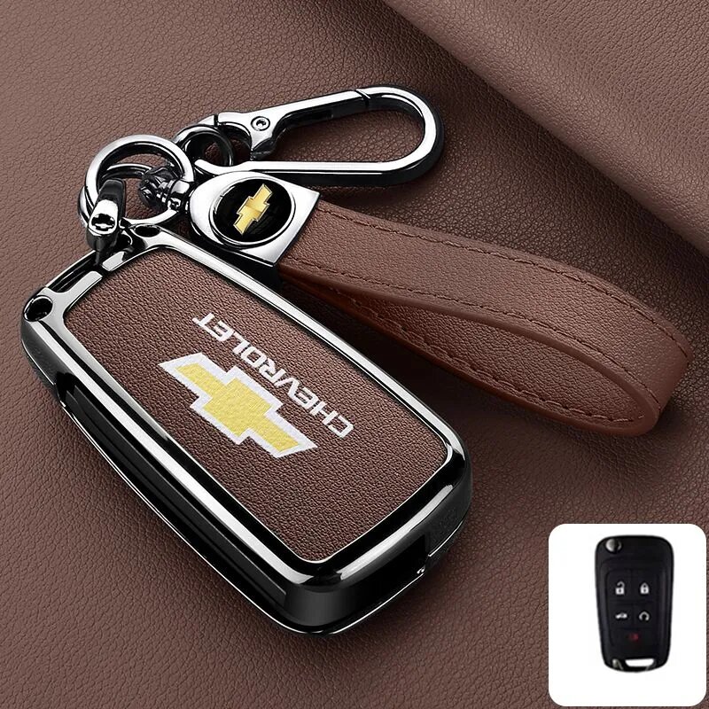 Металлический и кожаный чехол для ключей Шевроле Chevrolet Cruze Aveo Epica Lova Sail Spark Camaro, ZHA
