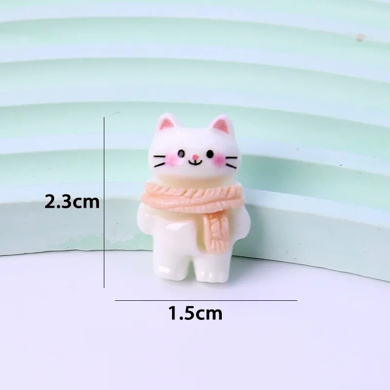 Миниатюрная фигурка кота в шарфе, 2.3см, Цвет: C