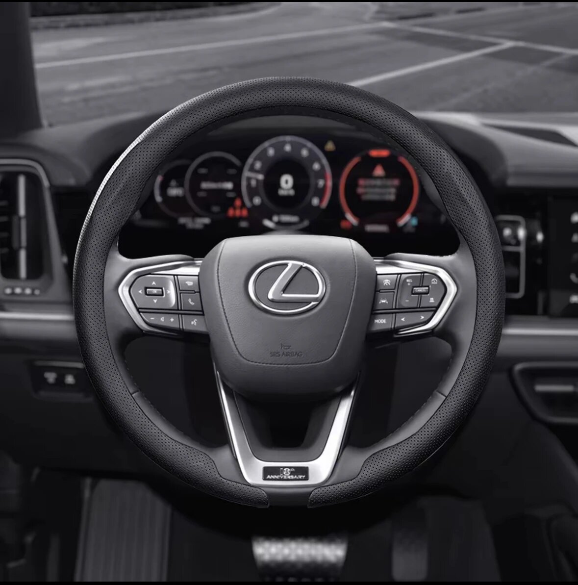 Чехол на руль из кожи Nappa 8D для Lexus F Sport ES200 ES300 RX300 LS500h GS300 IS300 CT200h Black-O