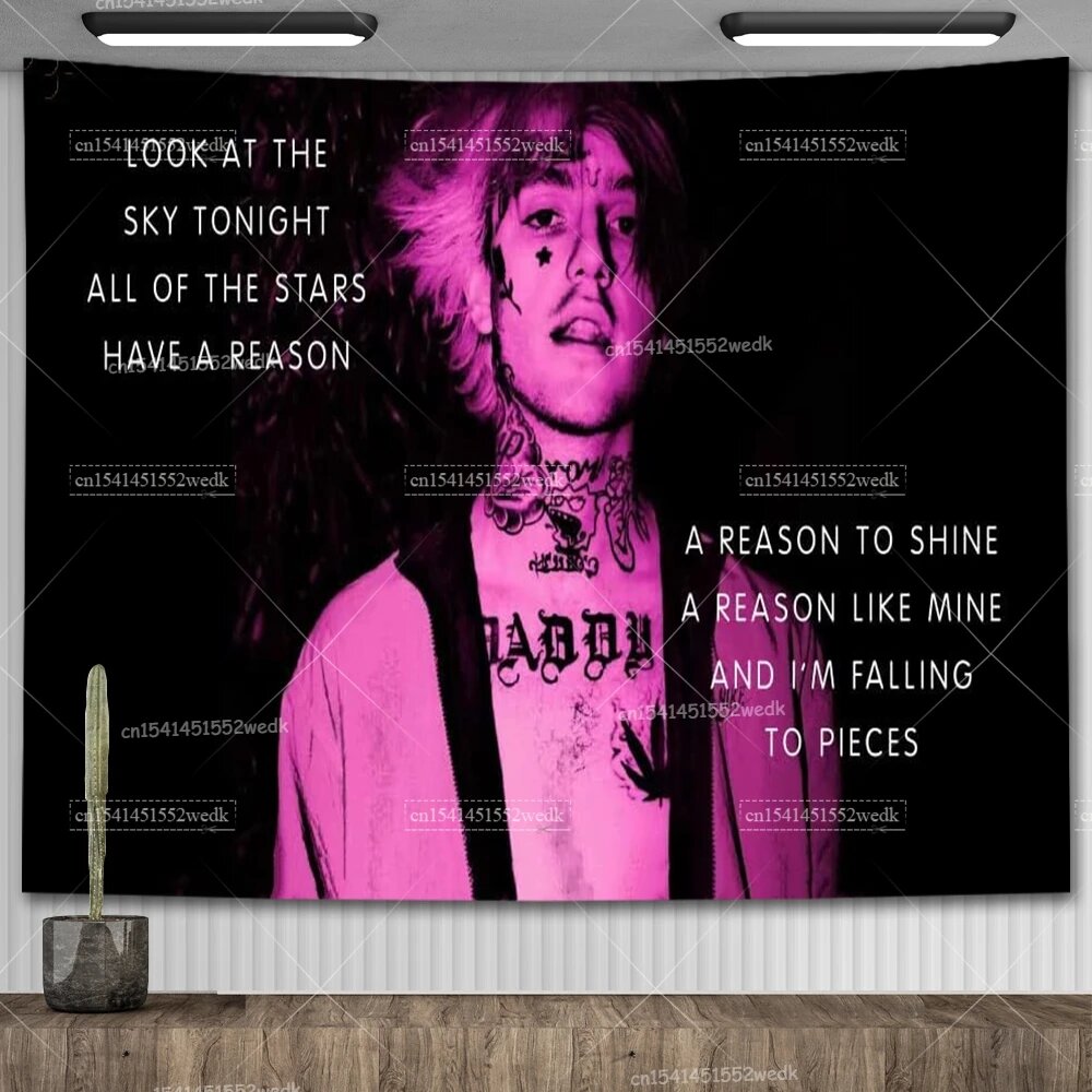 Гобелен Lil Peep Черный FFO Розовый, 150x130cm, AGT6675