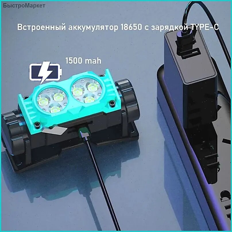 Фонарь-прожектор Налобный мощный светодиодный LED HEADLIGHT для охоты, рыбалки, кемпинга, походов, дома, дачи — фото 1