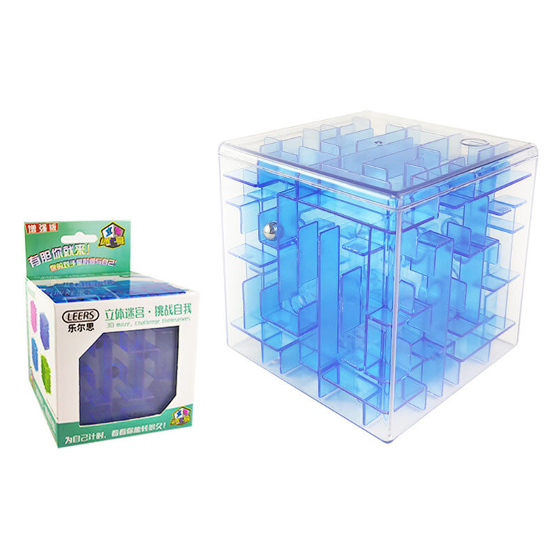 Средний 3D лабиринт-пазл шар, 8 см, прозрачный синий детский обучающий подарок