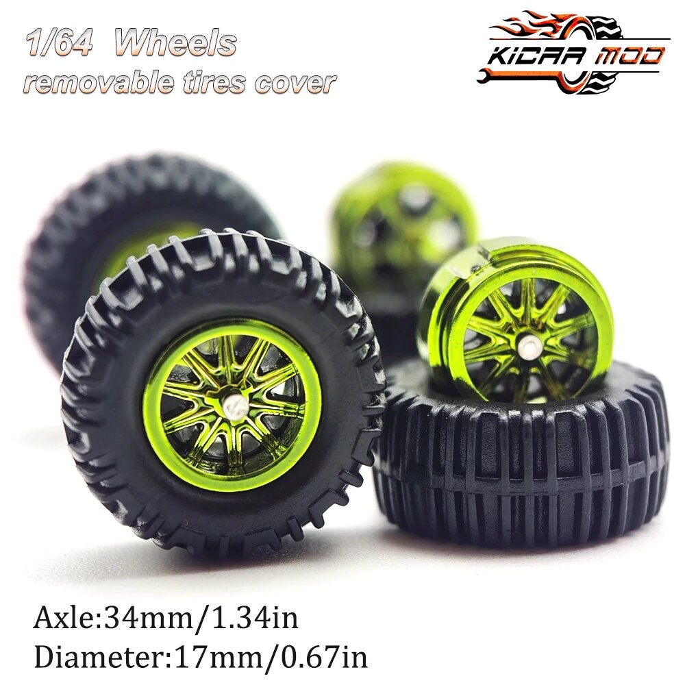 Колеса 1/64 для HotWheels, цвет: Electroplated green
