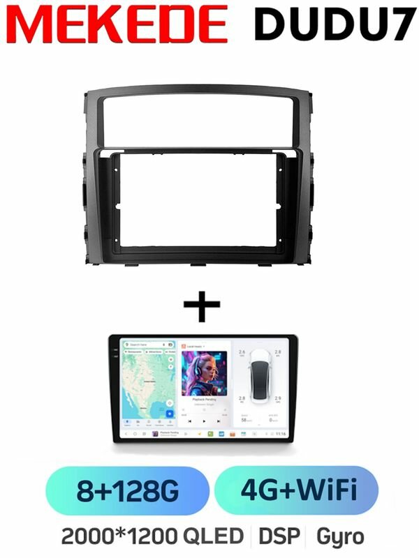 Магнитола 9" Mekede DUDU7 8/128 Gb для Mitsubishi Pajero 4 2006-2014 (B) carpay Android