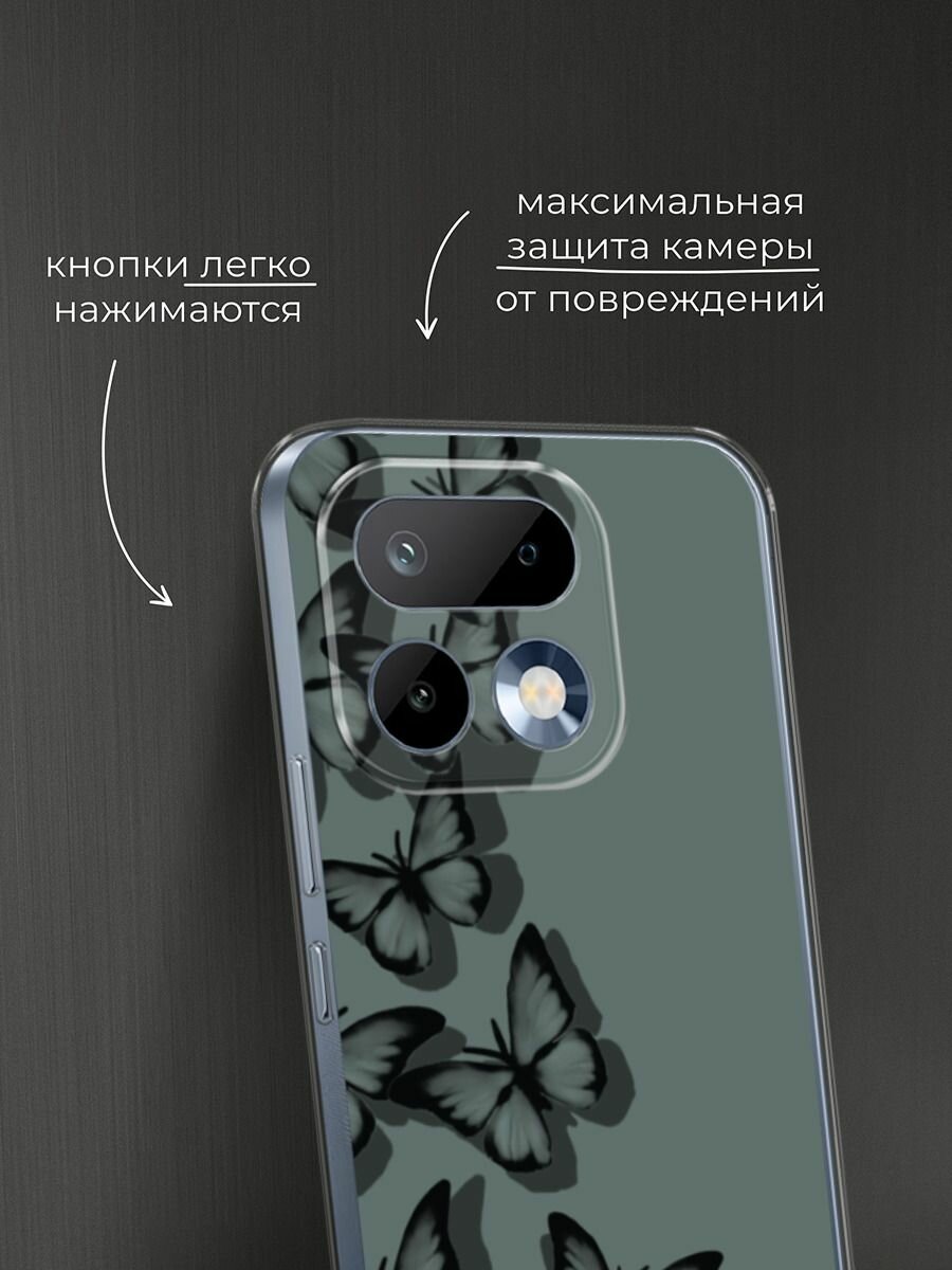 Чехол на Realme 16 Pro / Реалме 16 Про с принтом Серые бабочки — фото 1