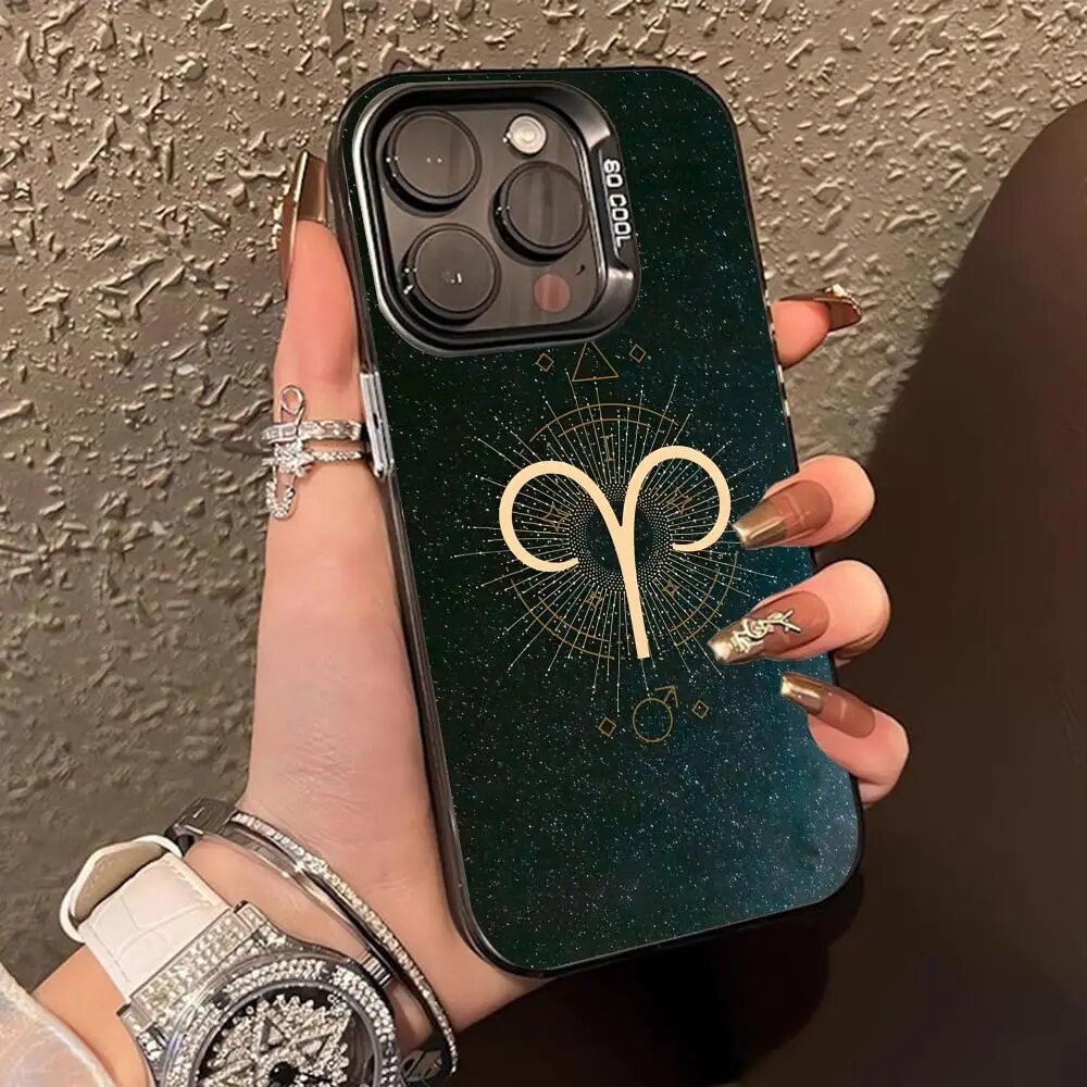 Чехол для мобильного телефона со знаками зодиака для iPhone 16, 15, 14, 13, Black 10, iPhone 14 Pro