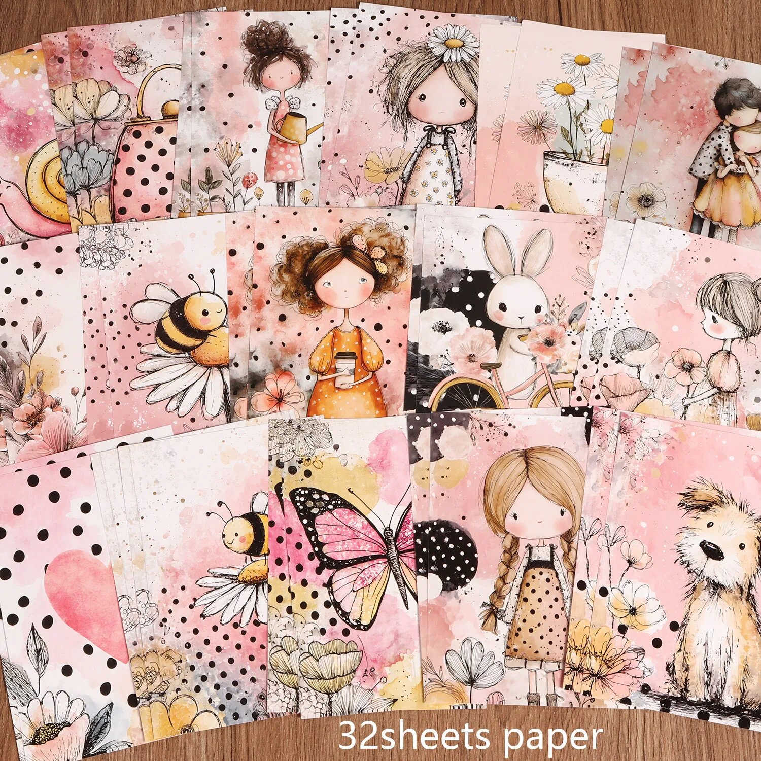 Бумага для журналов с обрезкой, 32 шт, для принадлежностей для скрапбукинга, украшения фоторамки, обложки для ноутбуков, художественные почтовые расходы
