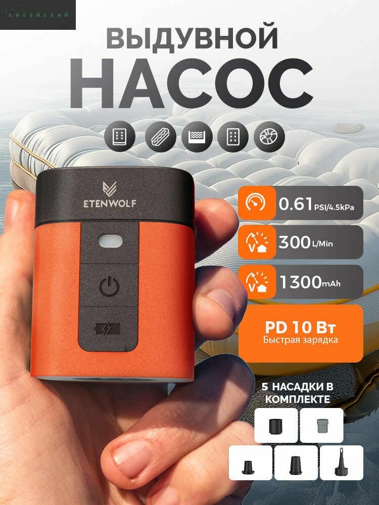Электрический воздушный насос ETENWOLF AIR 3SE,1300 мАч для кемпинга, уличный фонарь11