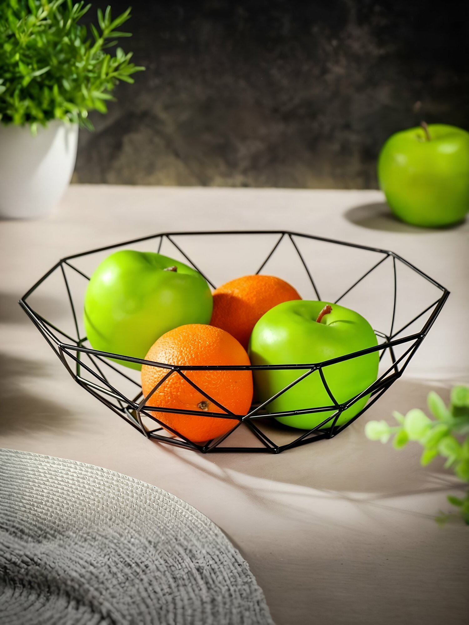 Ваза для фруктов металлическая 27х11 см, черная, сервировочная