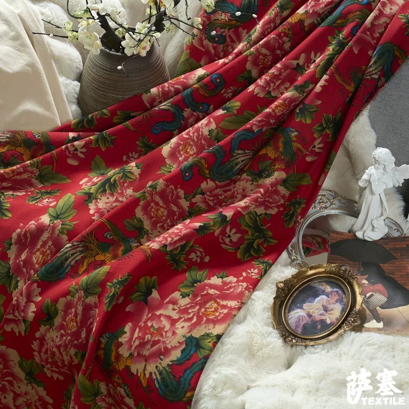 Винтажный деревенский стиль хлопково-льняная цифровая печать цветочный принт для шитья, 157-5#
