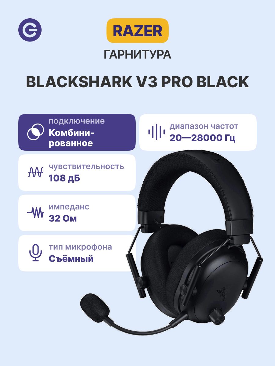Игровые наушники Razer BlackShark V3 Pro RZ04-05400100-R3M1, черные