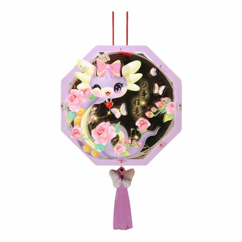 Прозрачный фонарик на палочке в старинном стиле "Исполнение желаний" (нейлон), год Змеи