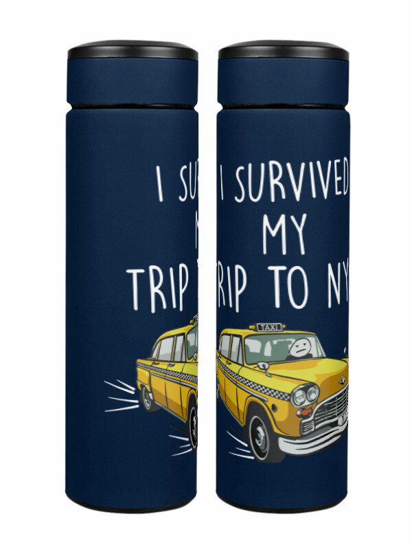 Термос «i survived my trip to nyc как у питера паркера» (темно-синий)