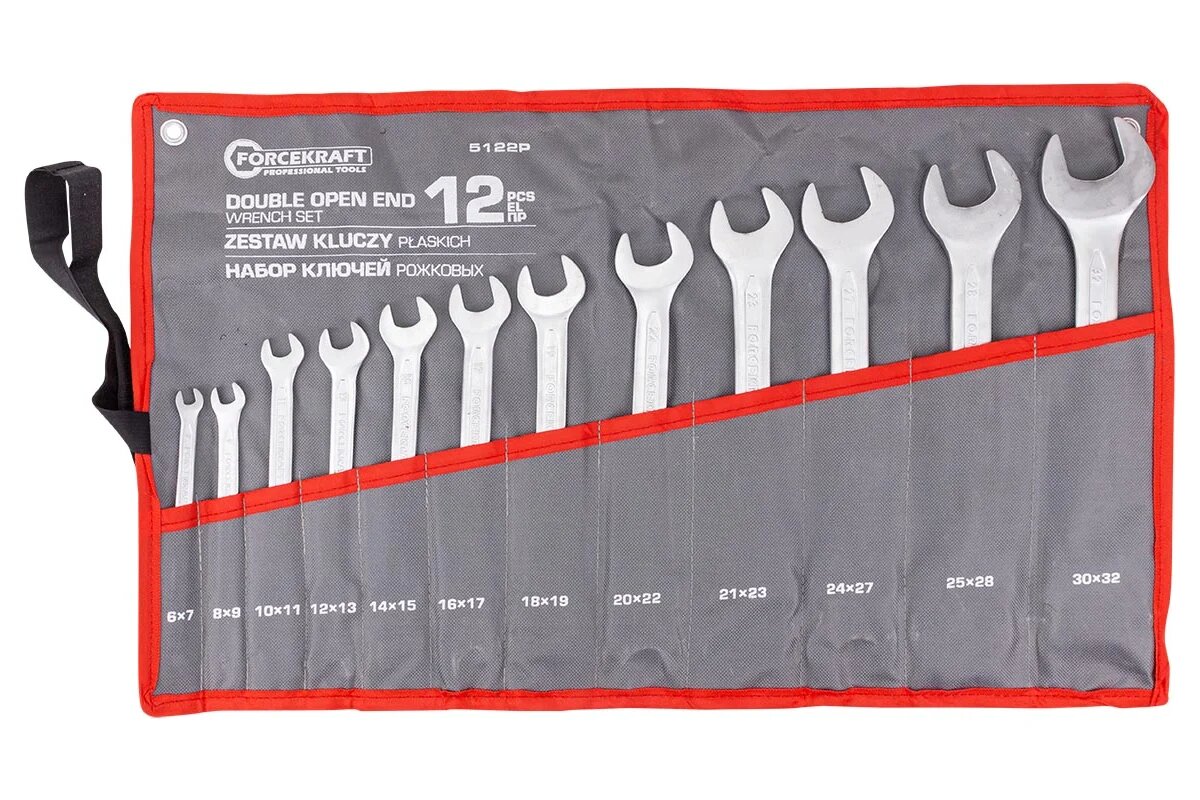 Ключи FORCEKRAFT, рожковые, набор из 12 предметов, от 6 до 32 мм