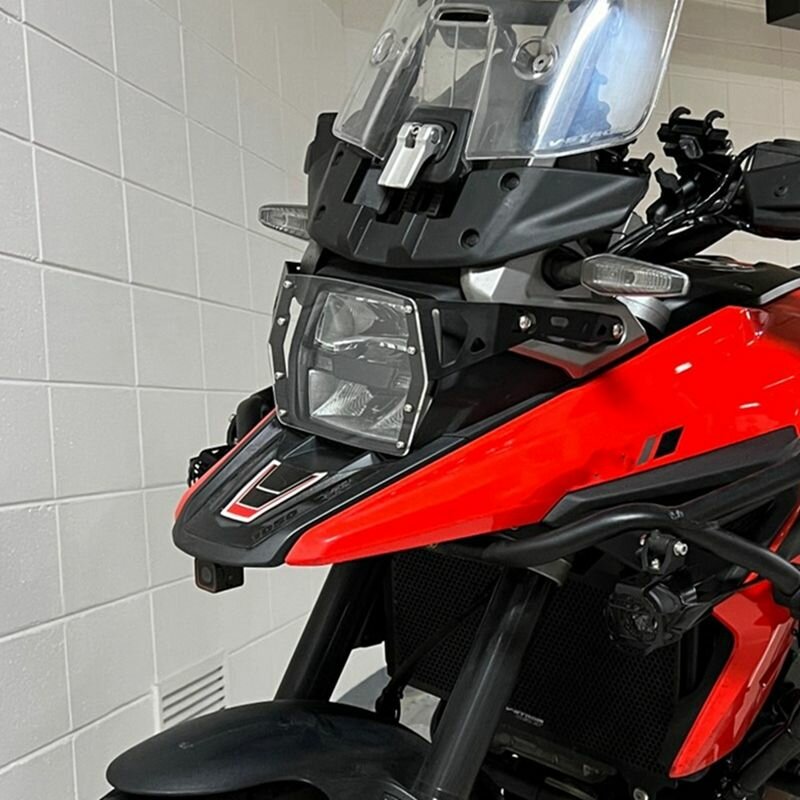 Защитная решетка для фар мотоцикла V-Strom 1050XT 2020-2022, алюминиевый сплав, чёрная, установка в штатные точки