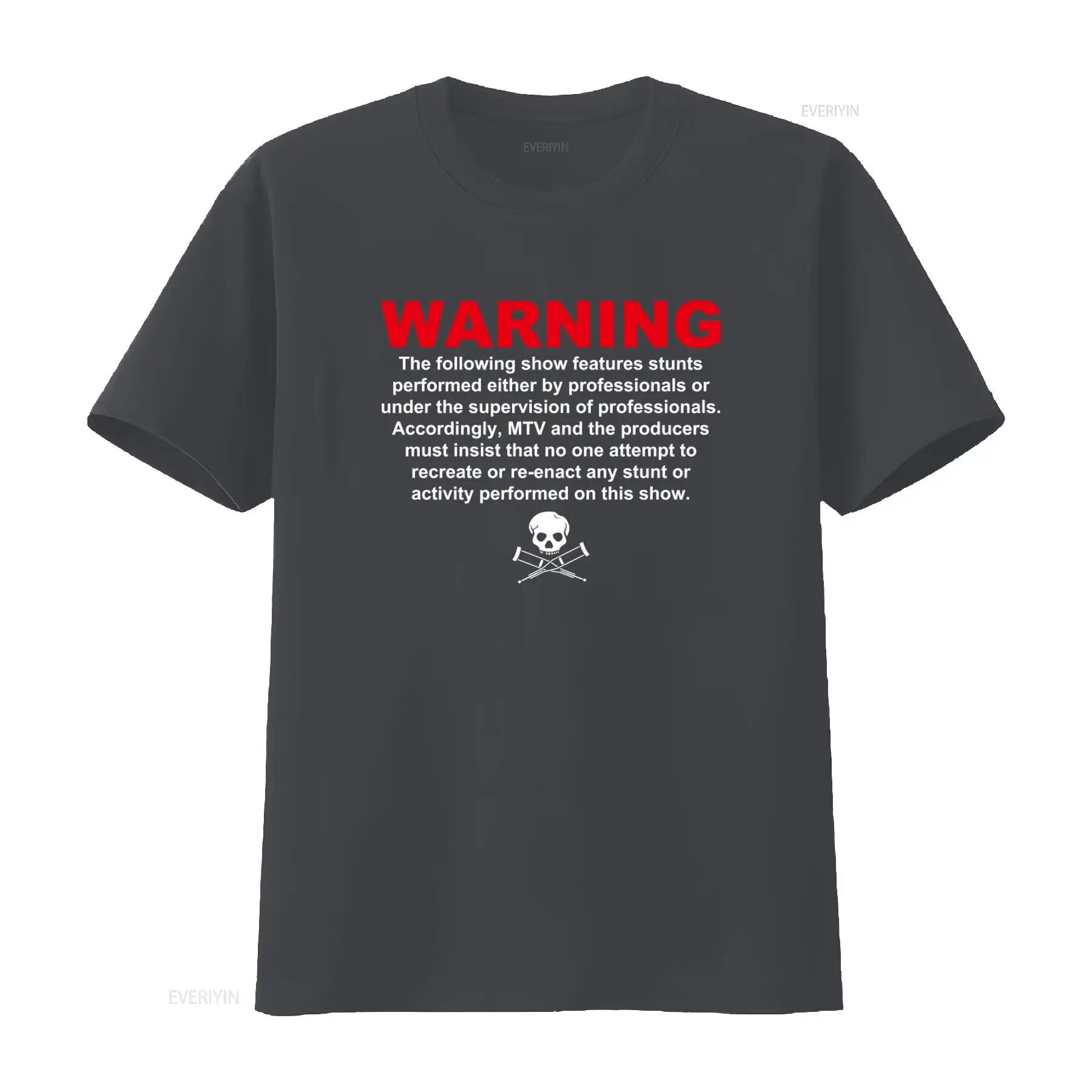 Мужская футболка серая Jackass Warning Skull