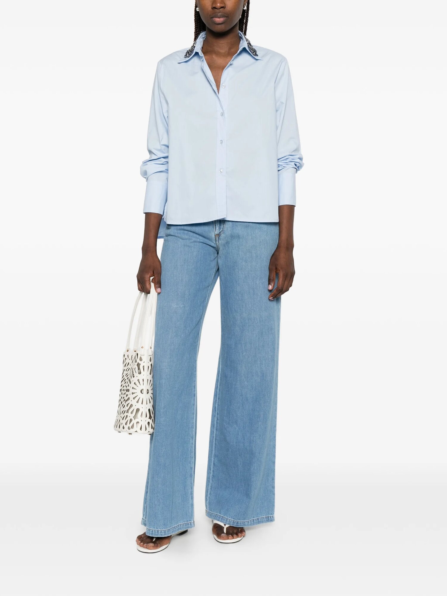 Рубашка Ermanno Firenze Beaded ruffled shirt, размер 38 — фото 1