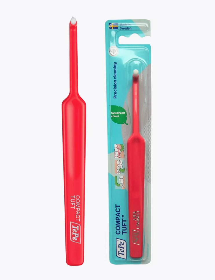 Монопучковая зубная щетка TePe Tuft Compact Soft, красная, Щвеция
