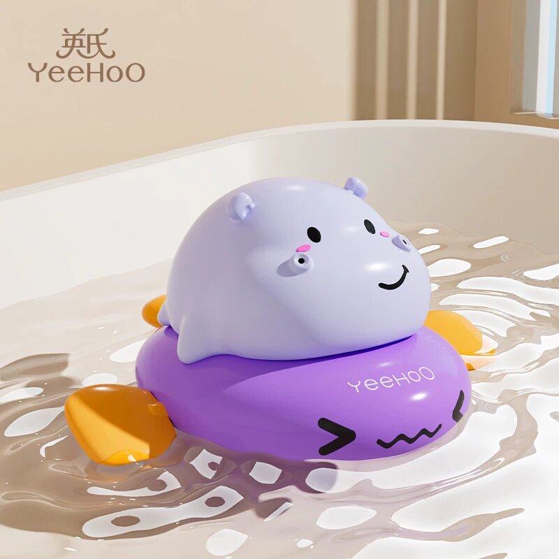Ванная игрушка с изображением бегемота, веселые водные игры для малышей, безопасная и прочная для купания, безвредный