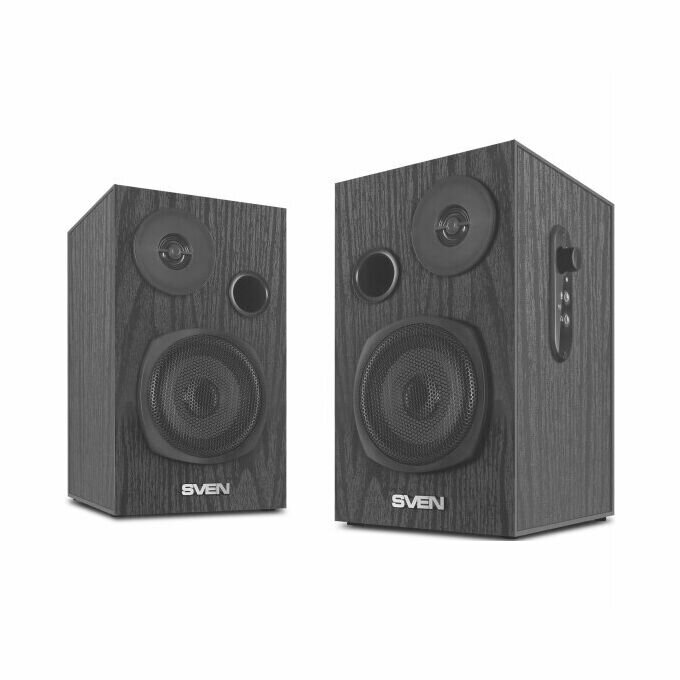 Акустическая система 2.0 SVEN SPS-585, Черный, 2.0 (стерео), 20 Вт (2 × 10 Вт), 70 – 20 000 Гц, МДФ (дерево), 1.5 кг