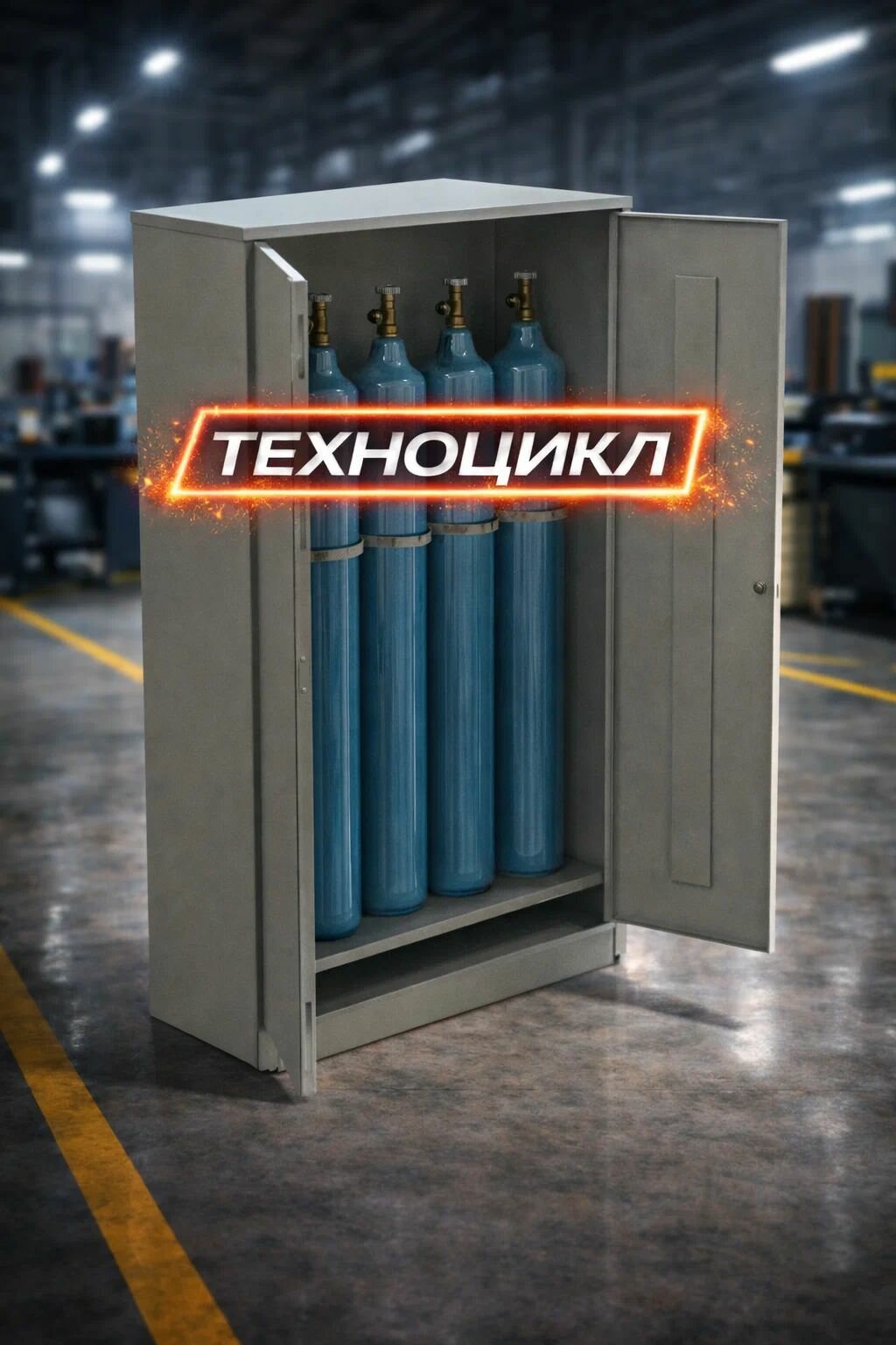 Шкаф металлический для 5 кислородных баллонов емкостью 10 л 1400x900x320 мм техноцикл