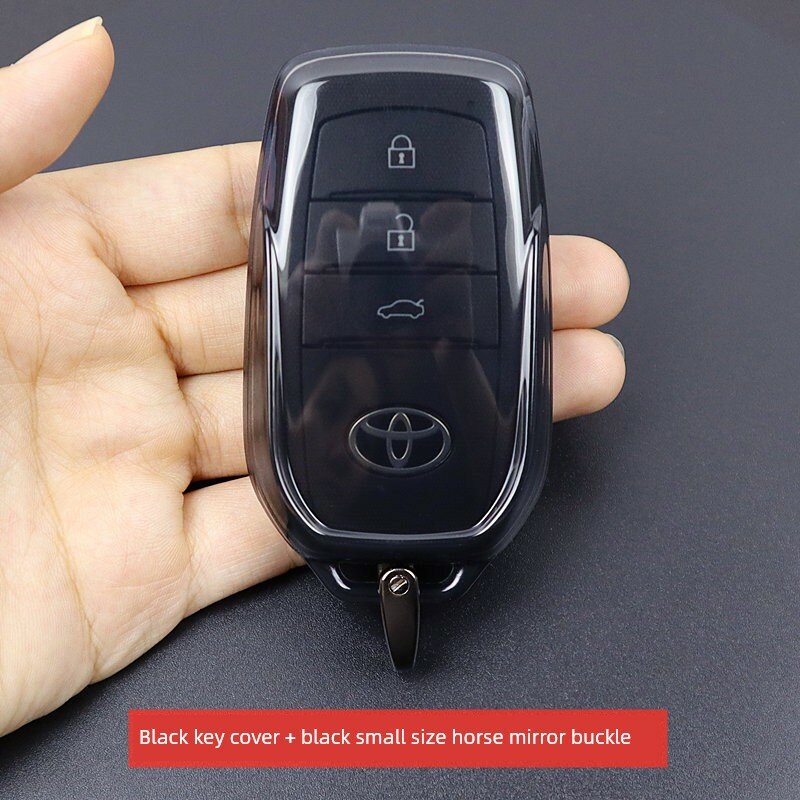 Черный прозрачный чехол для ключа с черным маленьким кольцом для Toyota Corolla Smart Hybrid 2023-2026