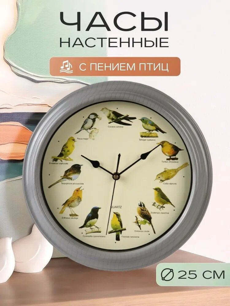 Semybear Настенные часы "часы настенные с пением птиц", 25 см х 25 см