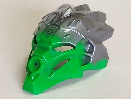 Деталь Lego 24155pb01 Bionicle Mask of Jungle (Unity) with Marbled Flat Silver Pattern