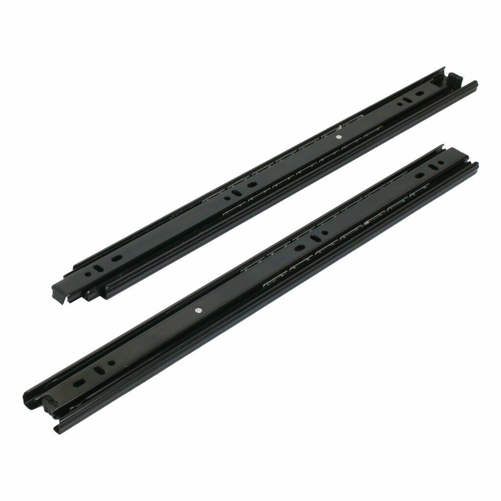 Направляющая шариковая StahlBuro 16 дюймов 400х35х0.8 мм, комплект 2 штуки, черная фурнитура для мебели, артикул 16322