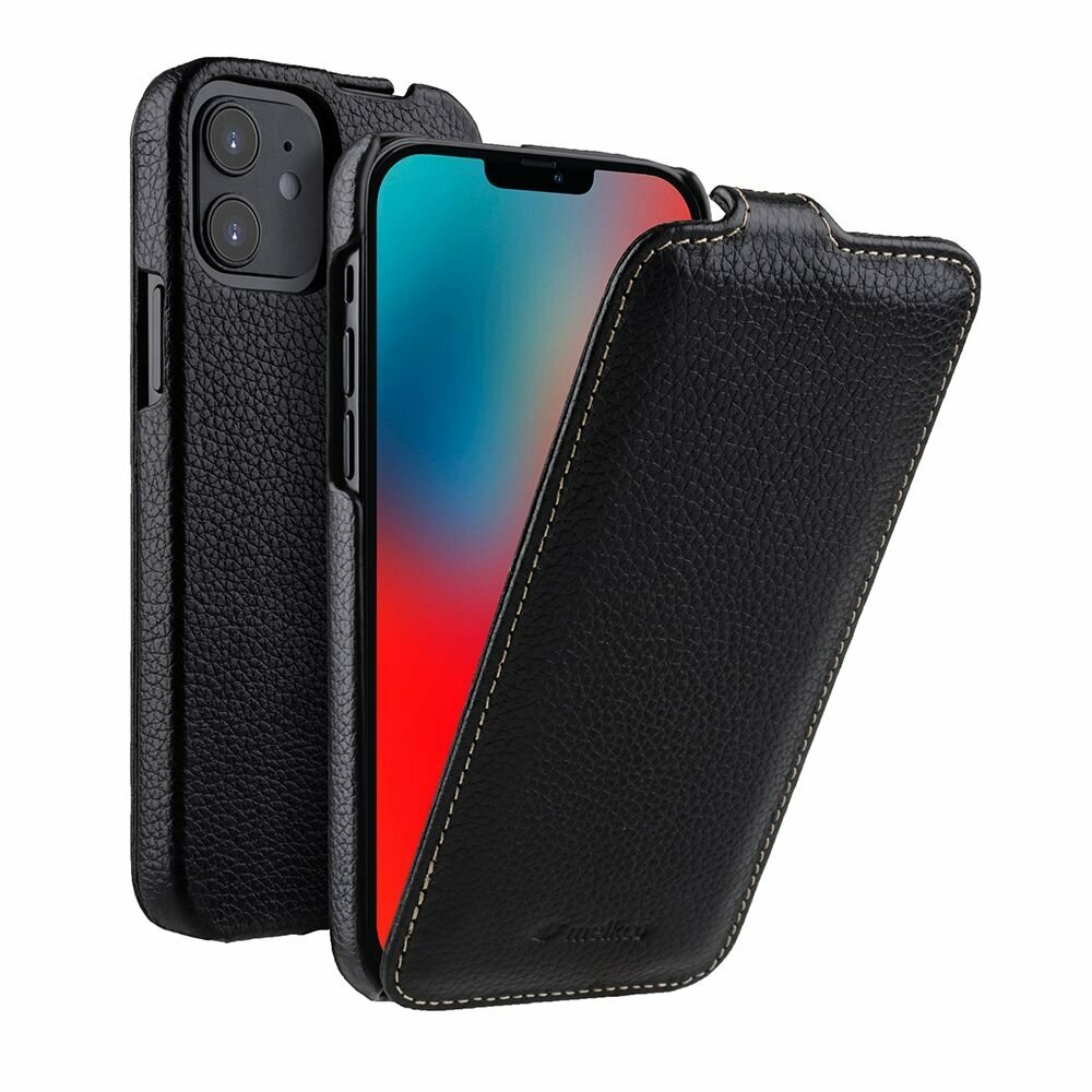 Кожаный чехол флип Melkco для Apple iPhone 12 mini (5.4") - Jacka Type, черный