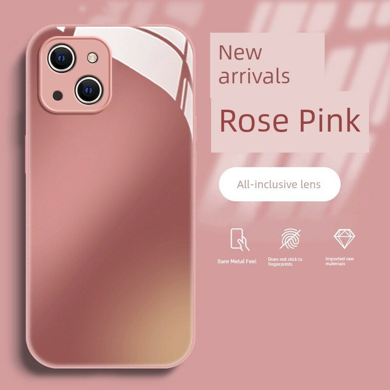 Чехол из стекла для iPhone 12 с розовым цветом и защитным стеклом для экрана