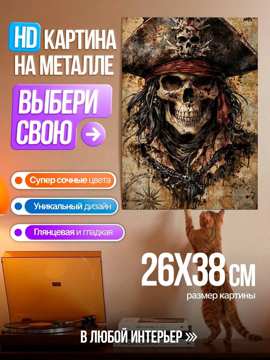 Картина на HD металле Пиратский череп