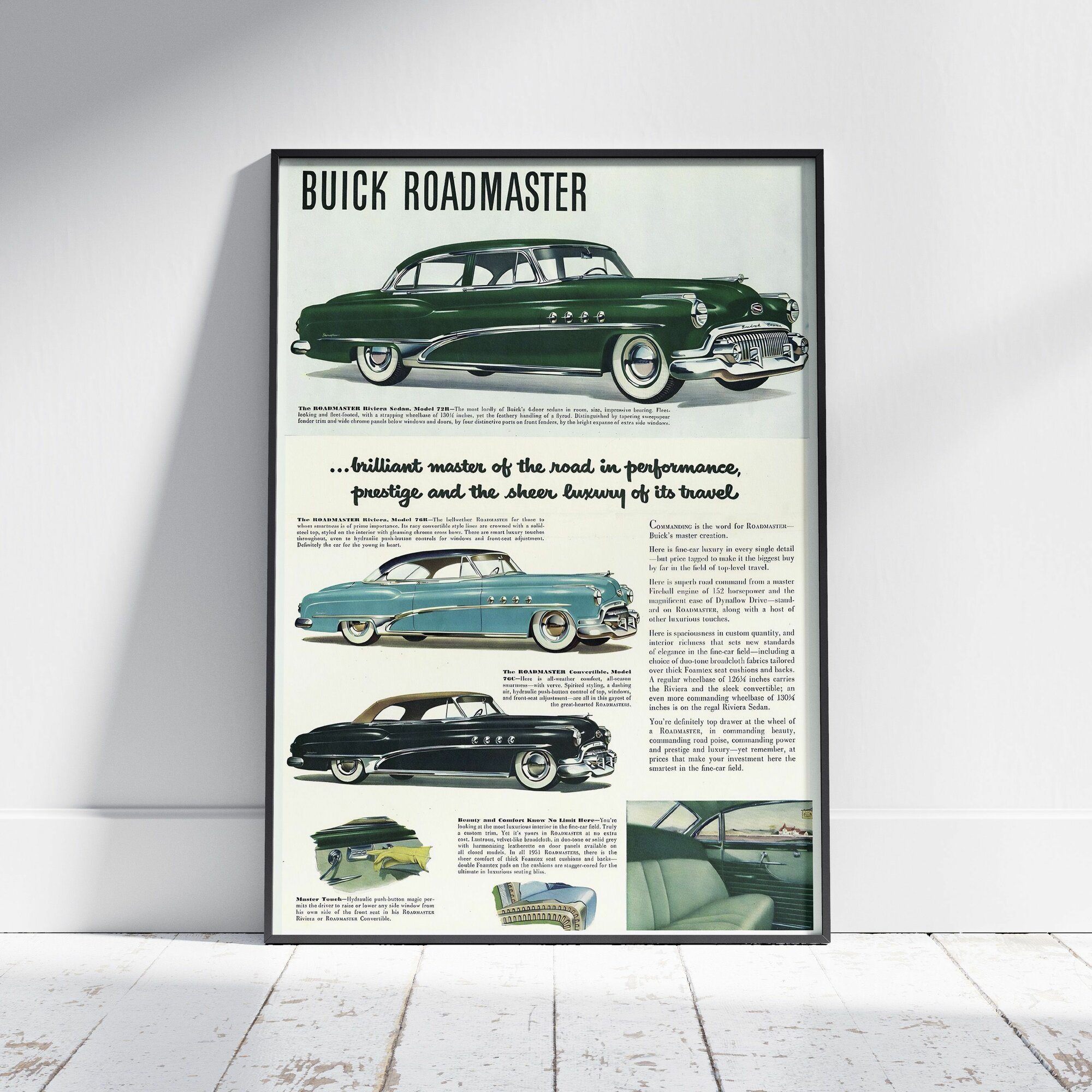 Плакат на стену для интерьера Культовые машины (Buick Roadmaster 2) - Постер по легендарным и классическим ретро автомобилям формата А4 (21x30 см)