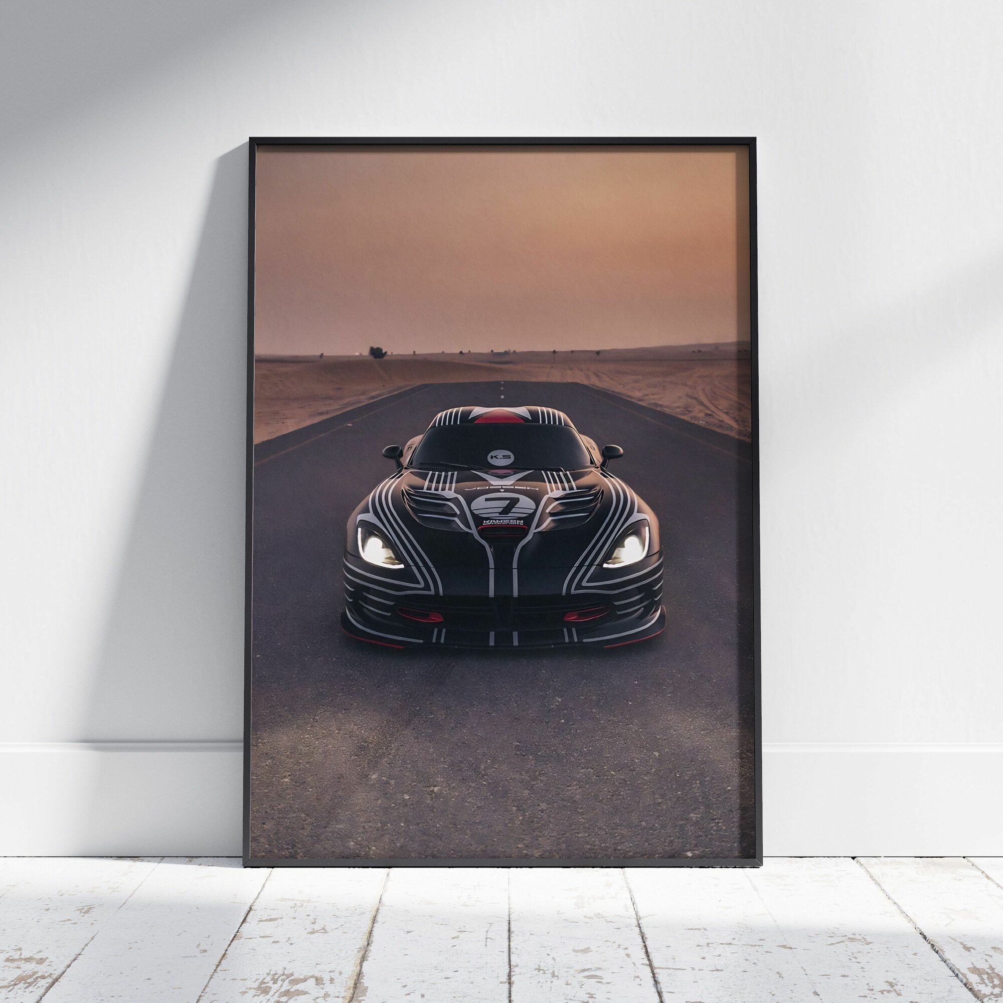Плакат на стену для интерьера Спорткар (Dodge Viper 7) - Постер по спортивным гоночным машинам автомобилям формата А4 (21x30 см)