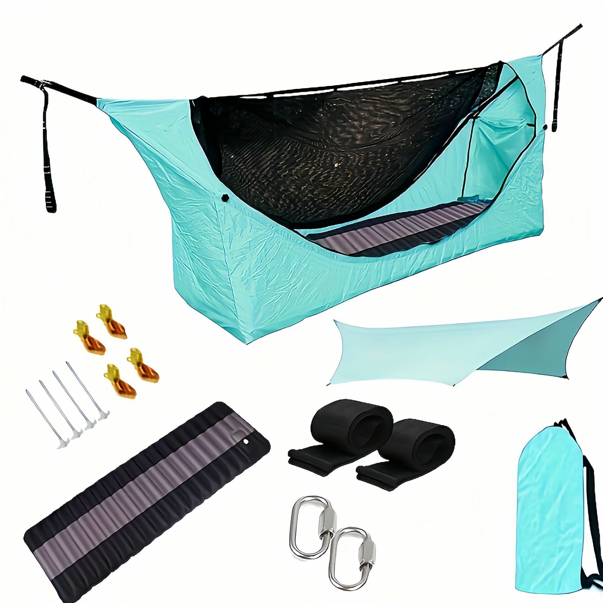 Гамак с надувным матрасом и москитной сеткой: туристический кокон для кемпинга, походов и отдыха на лодке