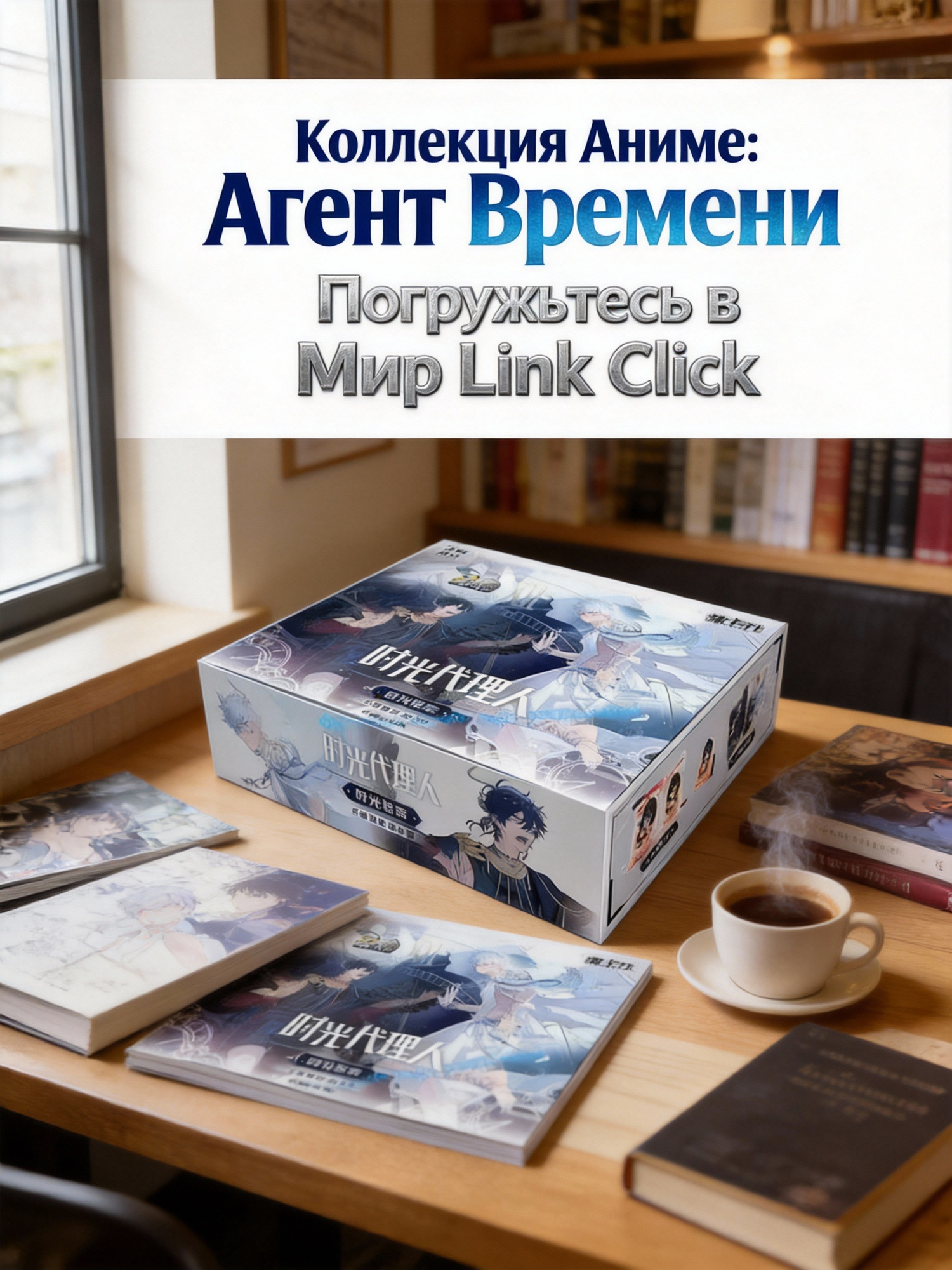 Коллекционные карточки Link Click, коробка с 20 пакетами и случайными рисунками из серии Агент времени, бумажное высококачественное исполнение